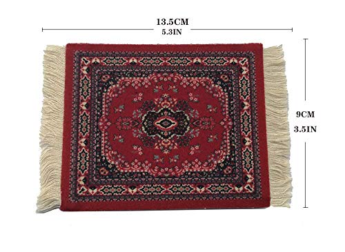 Carpet Coasters – Oriental Design Fabric Carpet Drink Mats Set of 4 pcs Table Coasters Tassel Carpet Coaster (blue mix 5pcs)