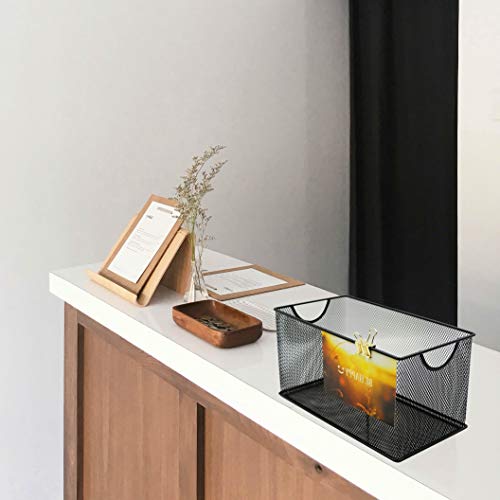 GOLDORCLE Set of 3 Household Wire Mesh Metal Steel Storage Basket Organizer CD Storage Boxes Organizer Bin Container Tote with Handles for Home Office 10.5" x 5.5" x 5.5"