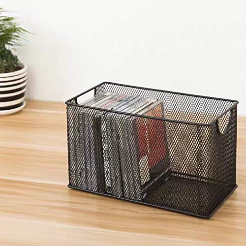 GOLDORCLE Set of 3 Household Wire Mesh Metal Steel Storage Basket Organizer CD Storage Boxes Organizer Bin Container Tote with Handles for Home Office 10.5" x 5.5" x 5.5"