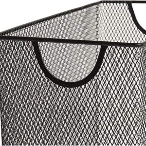 GOLDORCLE Set of 3 Household Wire Mesh Metal Steel Storage Basket Organizer CD Storage Boxes Organizer Bin Container Tote with Handles for Home Office 10.5" x 5.5" x 5.5"