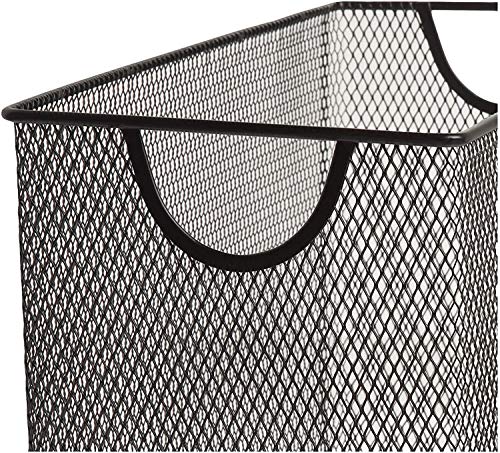 GOLDORCLE Set of 3 Household Wire Mesh Metal Steel Storage Basket Organizer CD Storage Boxes Organizer Bin Container Tote with Handles for Home Office 10.5" x 5.5" x 5.5"