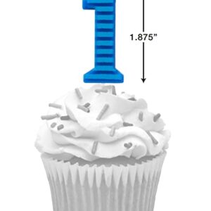 Papyrus Number 1 Birthday Candle, Blue Stripes (1-Count)