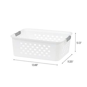 IRIS USA Plastic Storage Basket, 6-Pack, Medium, Shelf Basket Organizer for Pantries, Kitchens, Cabinets and Bedrooms White