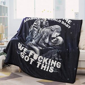 vanson ride or die motorcycle biker lovers luxury royal plush blanket, soft blanket throw 80″x60″ inch (style 2)