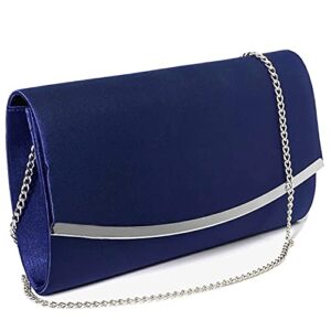 beilaidisi women’s evening bag envelope satin clutch handbag party prom wedding purse shoulder bag navy