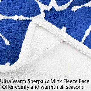 Sherpa Blanket Plush Throw Blanket Size 50" x 60" Bedding Fleece Reversible Blanket for Bed and Couch, Super Soft Comfy Warm Fuzzy TV Blanket Blue