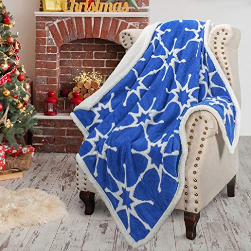 Sherpa Blanket Plush Throw Blanket Size 50" x 60" Bedding Fleece Reversible Blanket for Bed and Couch, Super Soft Comfy Warm Fuzzy TV Blanket Blue