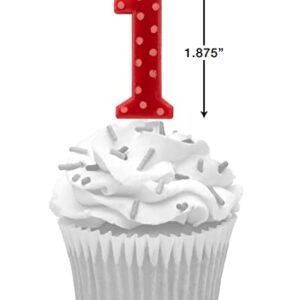 Papyrus Number 1 Birthday Candle, Red Polka Dots (1-Count)