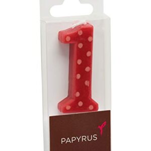 Papyrus Number 1 Birthday Candle, Red Polka Dots (1-Count)