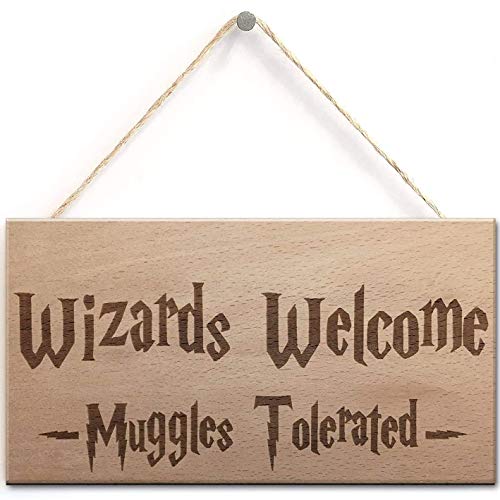 TOMATO FANQIE Wizards Welcome Gift Hanging Plaque Magic Home Wood Sign (10 X 5 Inch US-G078)