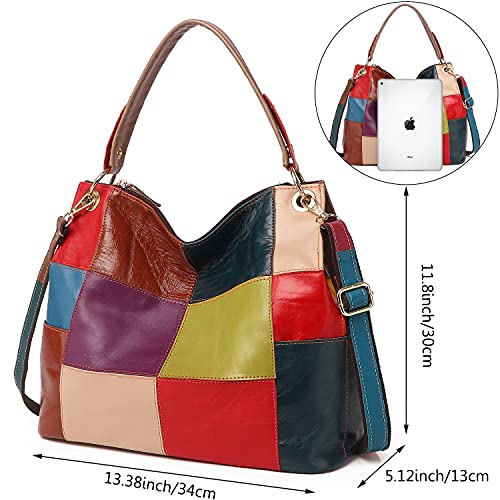 Segater Women Random Multicolor Tote Handbag Cube Splicing Design Shoulder Bag Colorful Shopper Satchel Purses