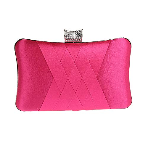 Ro Rox Francesca Retro Vintage Crystal Evening Prom Party Box Clutch Handbag Bag - Pink