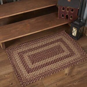 vhc brands burgundy tan jute rug rect w/pad 20×30 (rect 24×36)