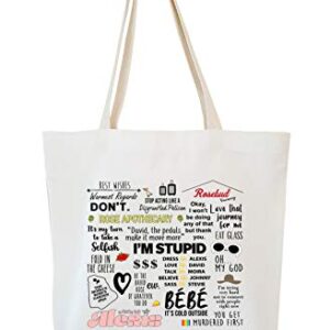 Why Z I'm Stupid Eat Glass TV Quotes Calico Tote Bag Gifts, Natural-cream, Medium