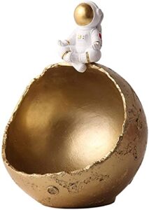 joylern resin astronaut statue storage box astronaut candy bowl key storage bowl holder for home living room table decor – golden