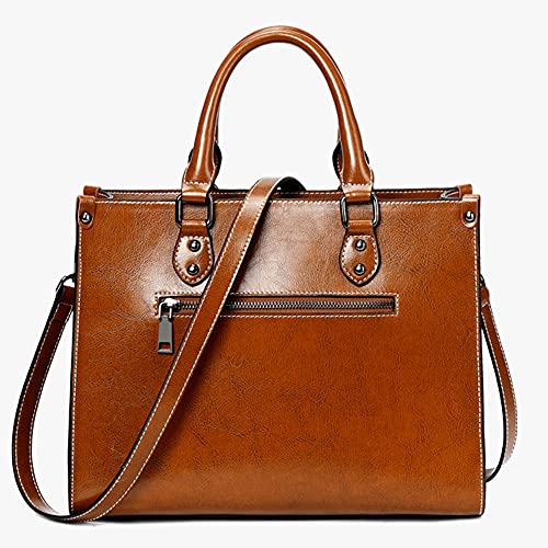 ROUROU Genuine Leather Tote Bag for Women Top Handle Crossbody Bag Hobo Handbag Large Capacity Shoulder Bag Purse