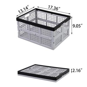 Xowine 30 L Plastic Collapsible Storage Crate, 3-Pack Stacking Folding Storage Crates, Gray, F