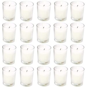 20 pack warm white unscented clear glass filled votive candles. hand poured wax candle ideal gifts for aromatherapy spa weddings birthdays holidays party (warm white)