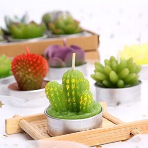 12 Pcs Cactus Tealight Candles Delicate Succulent Cactus Candles for Valentine's Day Birthday Party Wedding Spa Home Decoration Gifts