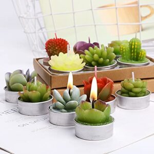 12 Pcs Cactus Tealight Candles Delicate Succulent Cactus Candles for Valentine's Day Birthday Party Wedding Spa Home Decoration Gifts