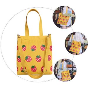 Amosfun hobo Bag Crossbody 1 Pc Canvas Bag Strawberry Printed Woman Crossbody Bag Shoulder Bag (Yellow)