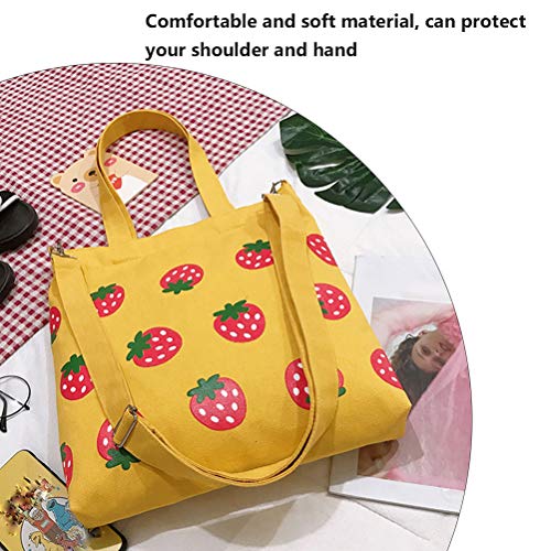 Amosfun hobo Bag Crossbody 1 Pc Canvas Bag Strawberry Printed Woman Crossbody Bag Shoulder Bag (Yellow)