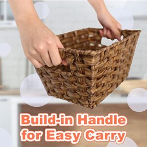 myHomeBody Wicker Storage Basket with Handle | Woven Baskets for Organizing and Trays, Holders, Organizers | Storage Baskets for Shelves | Toffee, 1pc