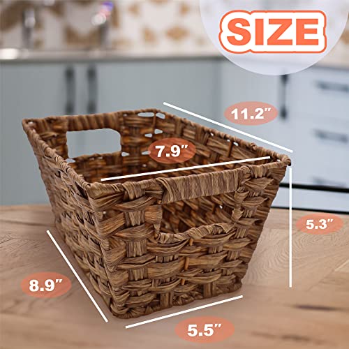 myHomeBody Wicker Storage Basket with Handle | Woven Baskets for Organizing and Trays, Holders, Organizers | Storage Baskets for Shelves | Toffee, 1pc