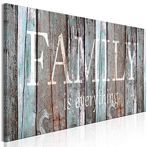 artgeist Canvas Wall Art Print Quotes Family 47x16 in - 1pcs Home Decor Framed Stretched Picture Photo Painting Artwork Image - Family House Faux Wood m-A-0956-b-a