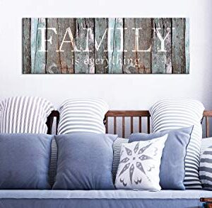 artgeist Canvas Wall Art Print Quotes Family 47x16 in - 1pcs Home Decor Framed Stretched Picture Photo Painting Artwork Image - Family House Faux Wood m-A-0956-b-a