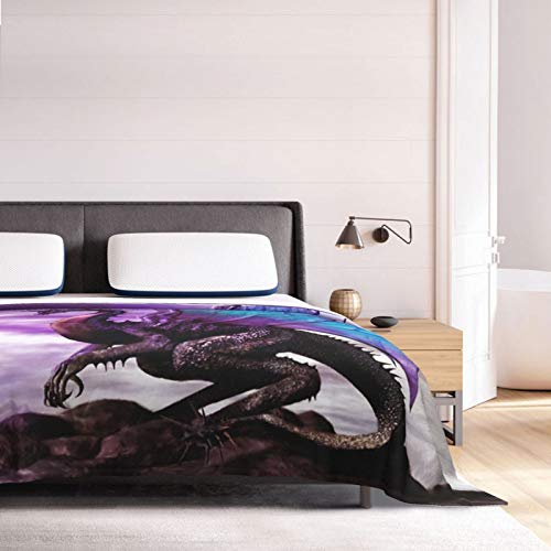 JASMODER Purple Dragon Throw Blanket Warm Ultra-Soft Micro Fleece Blanket for Bed Couch Living Room