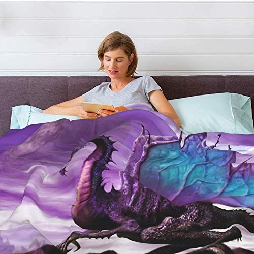 JASMODER Purple Dragon Throw Blanket Warm Ultra-Soft Micro Fleece Blanket for Bed Couch Living Room