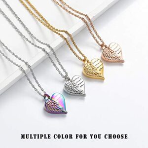 shajwo Cremation Jewelry Angel Wing Heart Urn Necklaces for Ashes Memorial Keepsake Pendant for Women Men,Customize