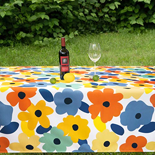 ASPMIZ Floral Tablecloth, Flowers Table Cloth for Spring Summer Fall Autumn, Waterproof Tablecloth for Kitchen Dining Room Picnic Party Banquet, Outdoor Indoor Use Table Cover, Rectangle 60 x 84 inch