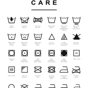 Laundry Room Decor - 11x14" UNFRAMED Print - Black And White Minimalist, Scandinavian, Modern, Typography Wall Print - Guide To Laundry Care Symbols - White Wall Art