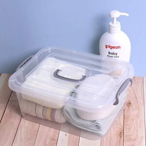 Dehouse 8 L Clear Storage Latch Box, Plastic Lidded Storage Bins, 2 Packs