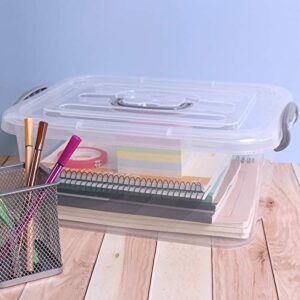 Dehouse 8 L Clear Storage Latch Box, Plastic Lidded Storage Bins, 2 Packs