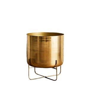 Serene Spaces Living Wide Gold Planter with Detachable Metal Stand, Decorative Indoor Planter Pot, Flower Pots Stand for Living Room, Kitchen, Office, Measures 26" Tall and 14" Diameter