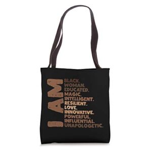 i am black woman melanin africa pride history bhm women gift tote bag