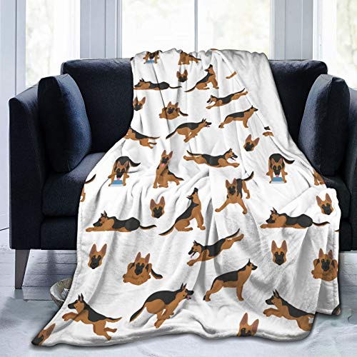 Belgala Blanket German Shepherd Dogs Poses Flannel Fleece Throw Blankets for Baby Kids Men Women,Soft Warm Blankets Queen Size and Throws for Couch Bed Travel Sofa 80inchX60inch,Black