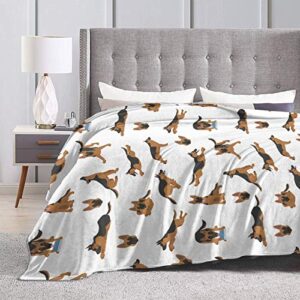 Belgala Blanket German Shepherd Dogs Poses Flannel Fleece Throw Blankets for Baby Kids Men Women,Soft Warm Blankets Queen Size and Throws for Couch Bed Travel Sofa 80inchX60inch,Black