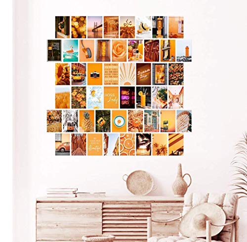 Orange Wall Collage Kit Aesthetic Pictures, Bedroom Decor for Teen Girls, Wall Collage Kit, Aesthetic Posters, Collage Kit for Wall Aesthetic, Wall Collage, Orange Wall Decor, Collage Kit