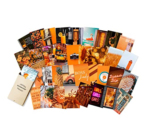 Orange Wall Collage Kit Aesthetic Pictures, Bedroom Decor for Teen Girls, Wall Collage Kit, Aesthetic Posters, Collage Kit for Wall Aesthetic, Wall Collage, Orange Wall Decor, Collage Kit