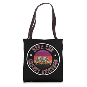 save the chubby unicorns rhino leopard print buffalo plaid tote bag