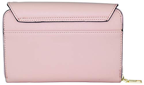 B BRENTANO Vegan Envelope Clutch Wallet Crossbody Purse with Chain Strap (Blush)