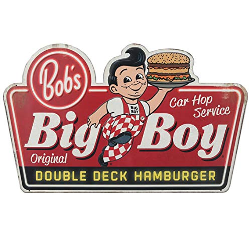 Open Road Brands Bob's Big Boy Embossed Metal Sign - Large Bob's Big Boy Wall Art for Kitchen or Man Cave