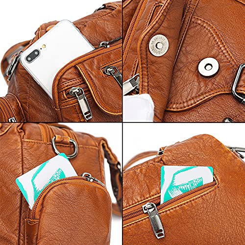 Sfly Women Satchel Shoulder Bag Washed Synthetic Leather Handbag Retro Soft Leather Tote Bag Ladies Hobo bag