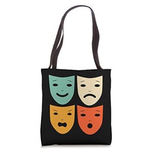 vintage theatre masks theater actress drama actor gift tote bag