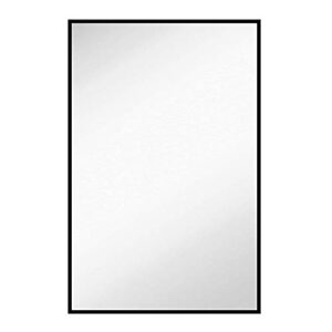 fanyushow wall mirror, rectangular modern metal frame mirror, suitable for bathroom, corridor, installable horizontally or vertically (24 x 36 inch, black)