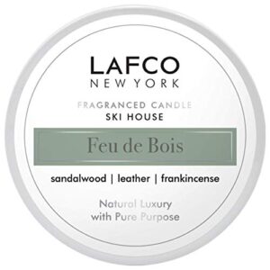 LAFCO NEW YORK – Travel Sized Scented Candle in Ski House Feu de Bois with Hints of Sandalwood, Leather Accord and Frankincense (4 oz.)